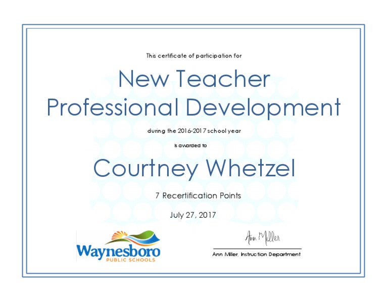 New Teacher Development Certificate 2017 | PDF | Career & Growth