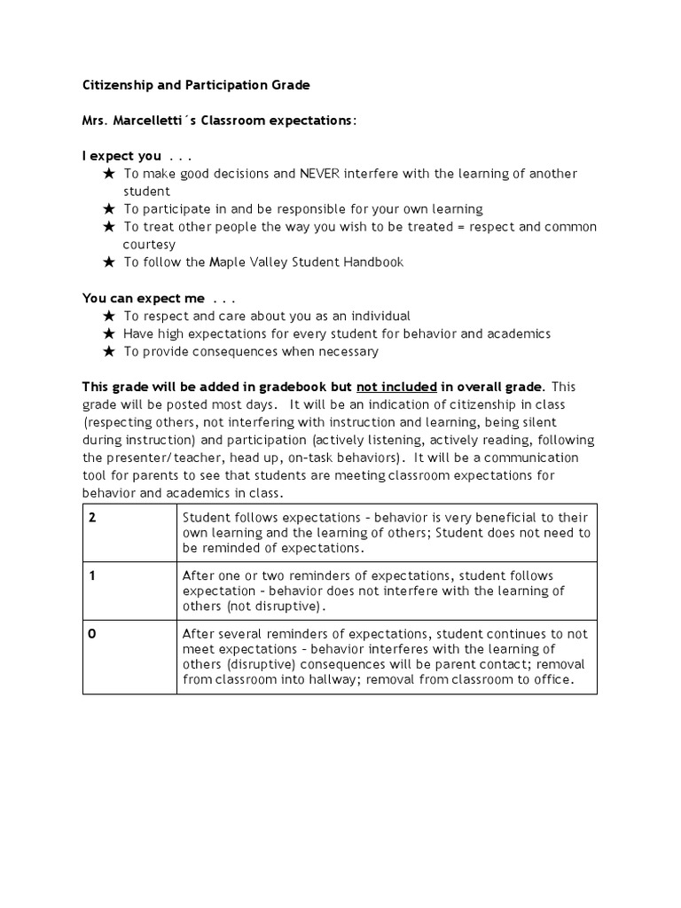 Citizenship and Participation Rubric - Documentos de Google | PDF