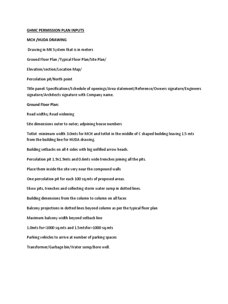 GHMC Permission Plan Inputs: Guidelines for Creating Residential and ...