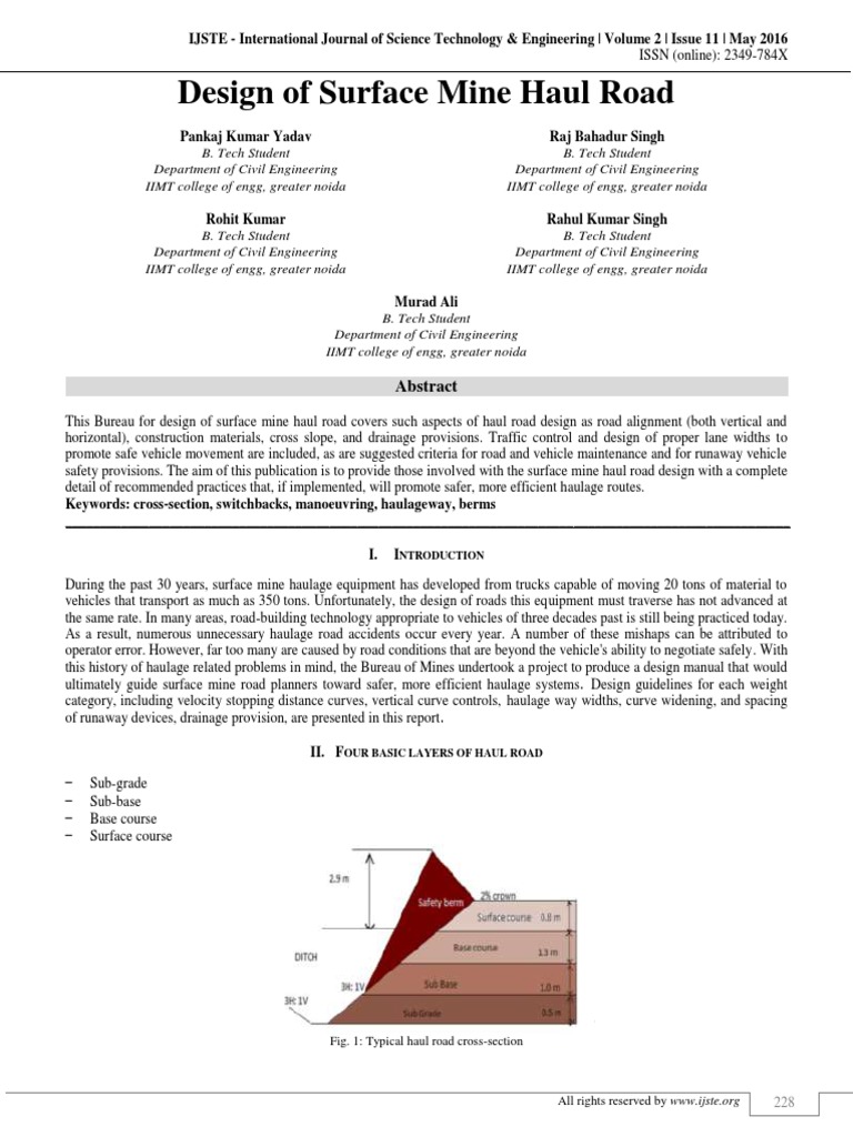 Surface Mine Haul Road Design Guidelines | PDF | Road | Road Surface