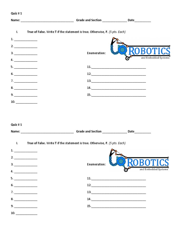 Quiz 1 True False Questions | PDF | Logic | Teaching Mathematics