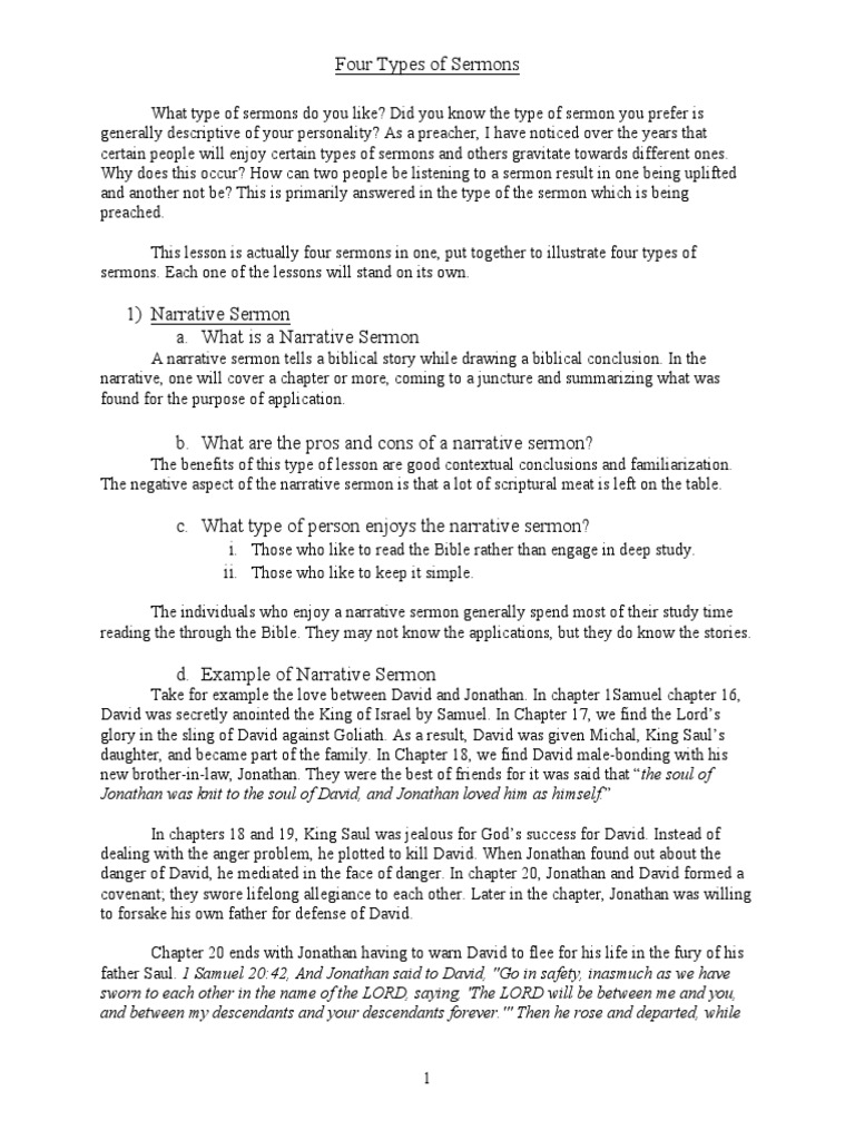 2017_10_01 AM Four Types of Sermons(1).pdf | David | Saul