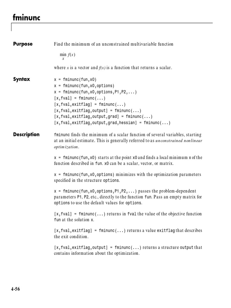 fminunc | Mathematical Optimization | Computational Science