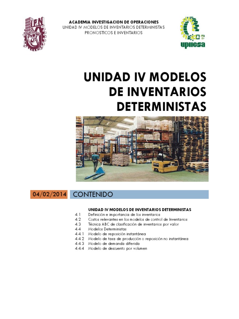 Modelos de Inventarios Deterministas | PDF | Inventario | Distribución ...