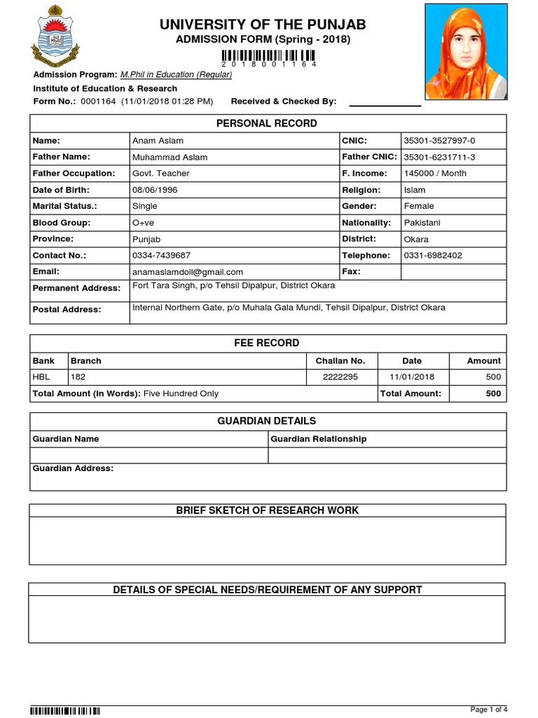 Anam Aslam | PDF | Bachelor's Degree | Academic Degree