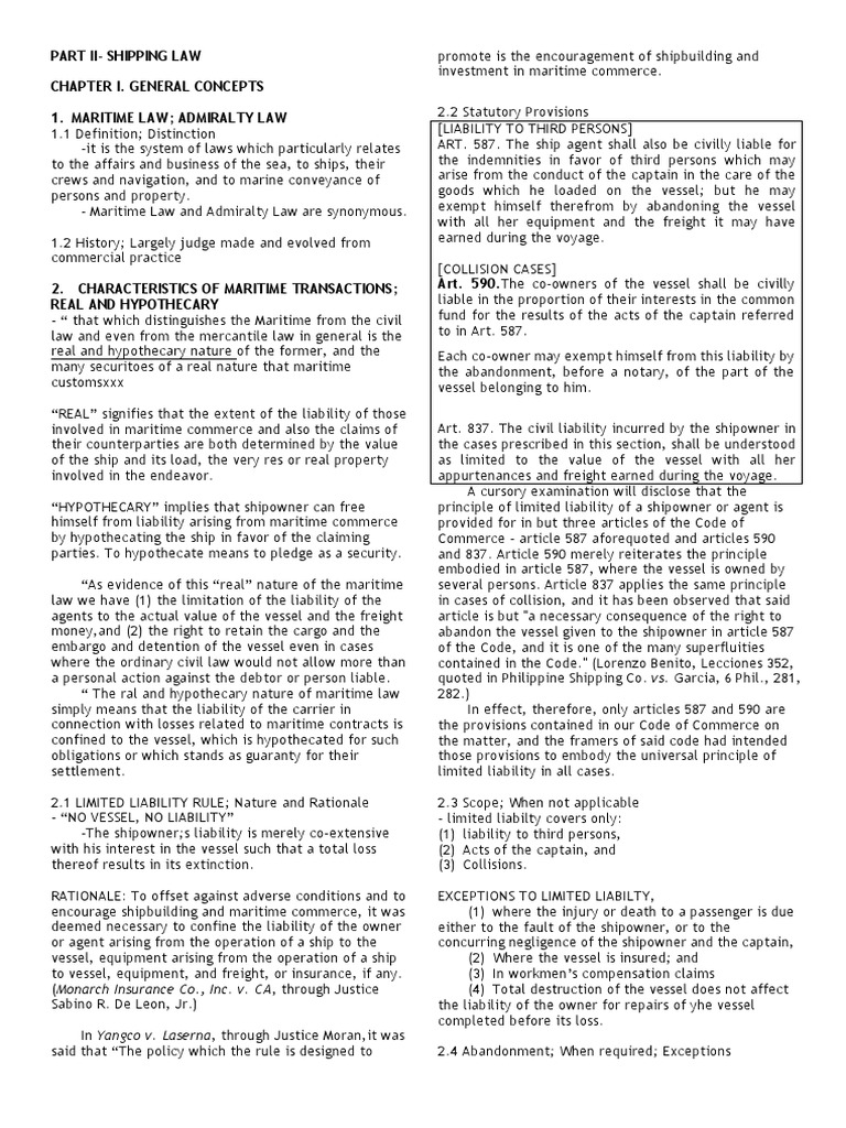 Maritime Notes | PDF | Admiralty Law | Negligence