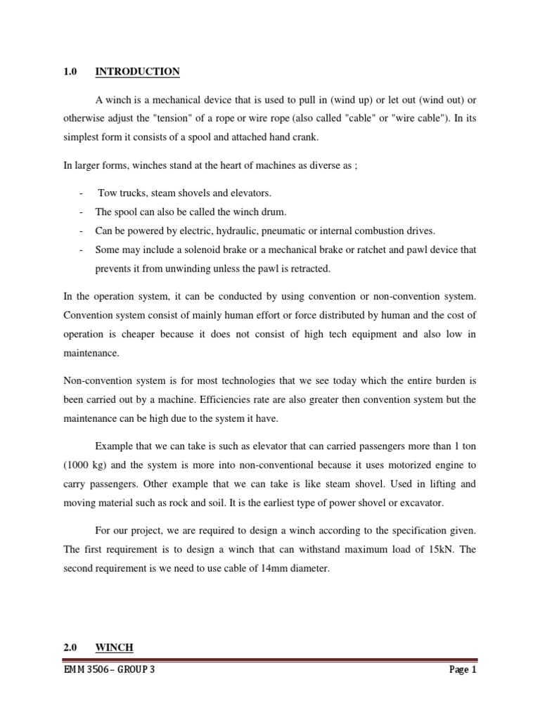 Winch Design | PDF | Gear | Strength Of Materials