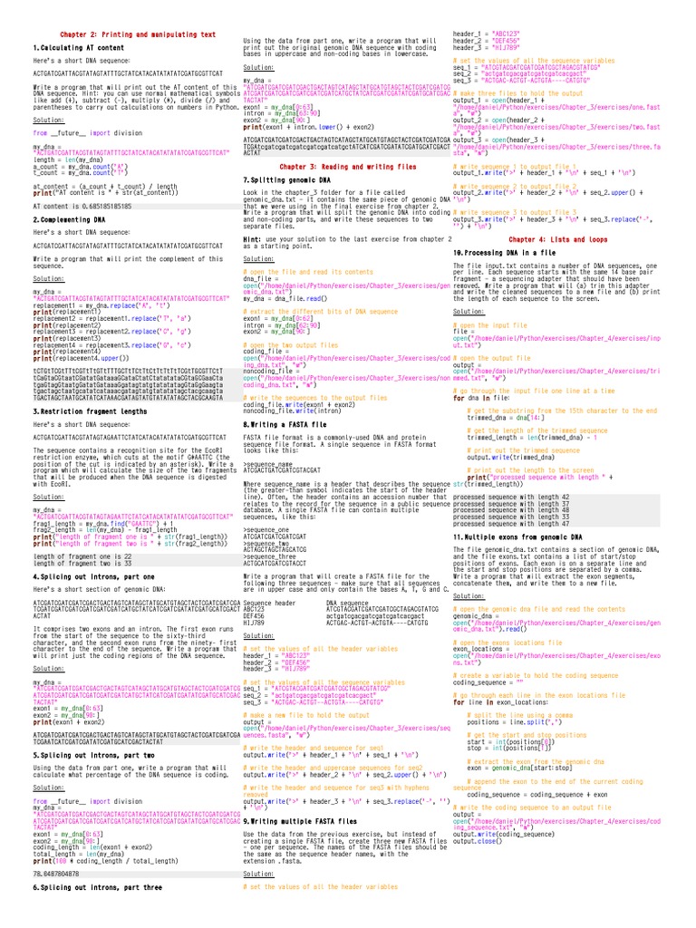 Manual de Ejercicios de Python | Download Free PDF | Exon | Rna Splicing