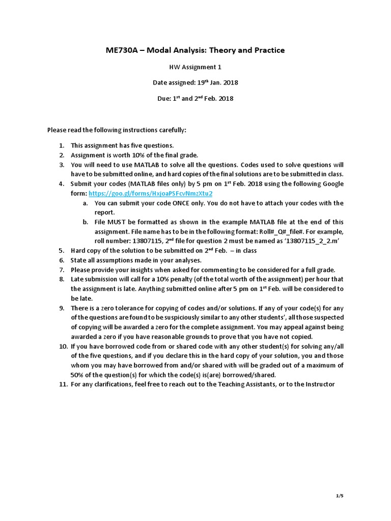 ME730A - Modal Analysis: Theory and Practice | PDF | Physics | Physics