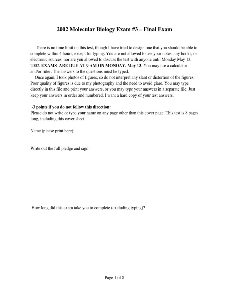 Molecular Biology Exam | PDF | Proteins | Transcription Factor