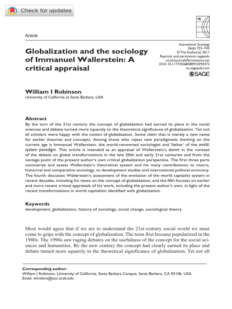 Wallerstein and Globalization PDF | PDF | World Systems Theory | Capitalism