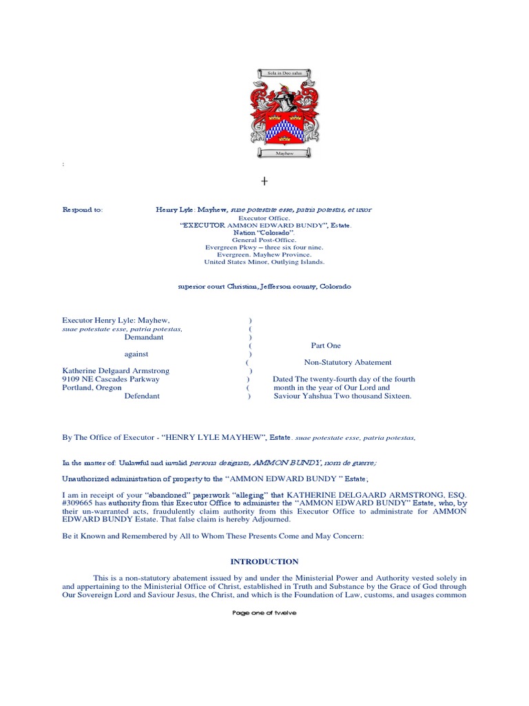 Sovereign Citizen Document Filled With Pseudo-Legal Text | PDF | State ...