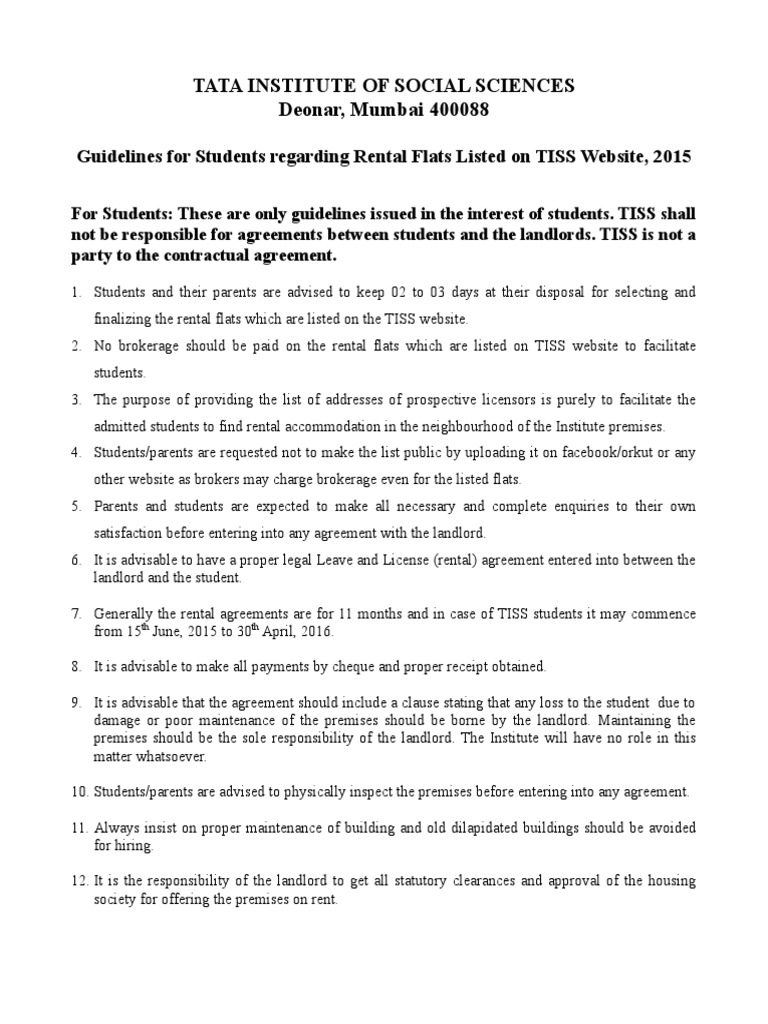 TISS House List | PDF | Landlord | Urban