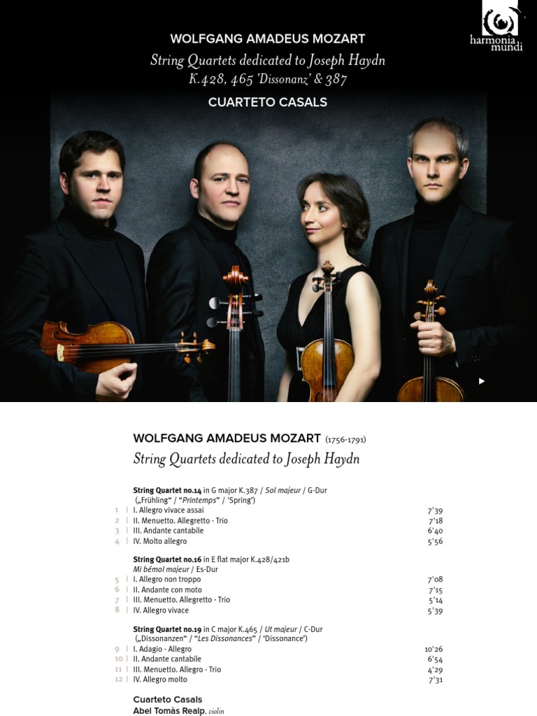 Cuarteto Casals | PDF | Cuarteto de cuerda | Wolfgang Amadeus Mozart