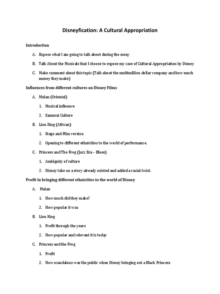 Disneyfication: A Cultural Appropriation | PDF