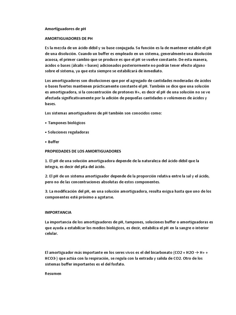 Amortiguadores de PH | PDF | Solución tampón | Química