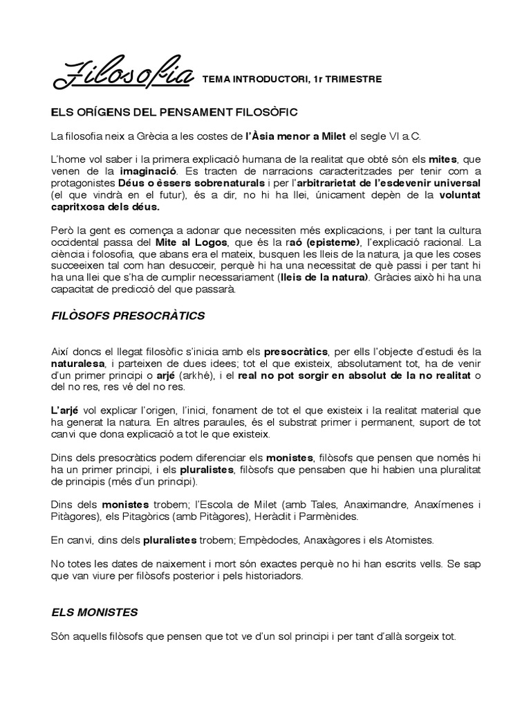 Filosofia 2n de Batxillerat | PDF