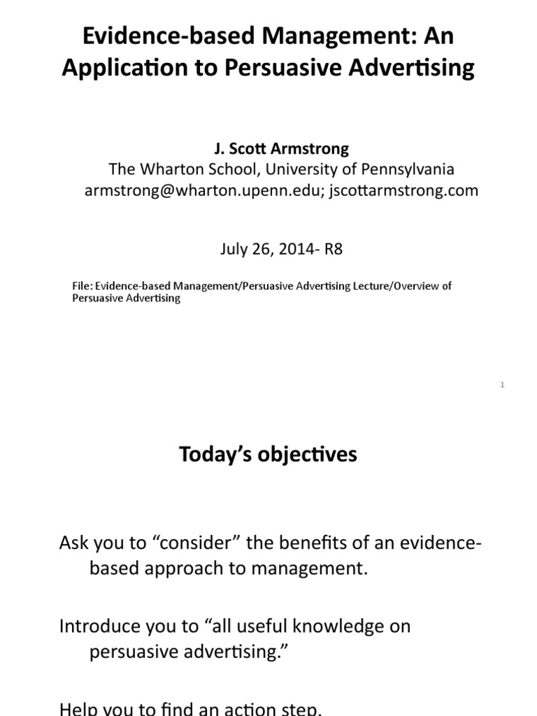 Overview of Persuasive Advertising-R8-N8.2.2014 | PDF | Evidence Based ...