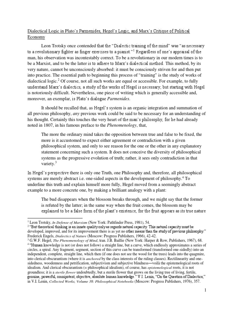 Dialectical Logic Plato Hegel Marx | PDF | Dialectic | Georg Wilhelm ...
