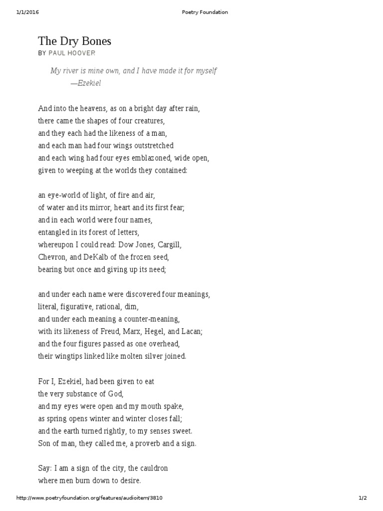 The Dry Bones - Poem of The Day - The Poetry Foundation PDF | PDF ...