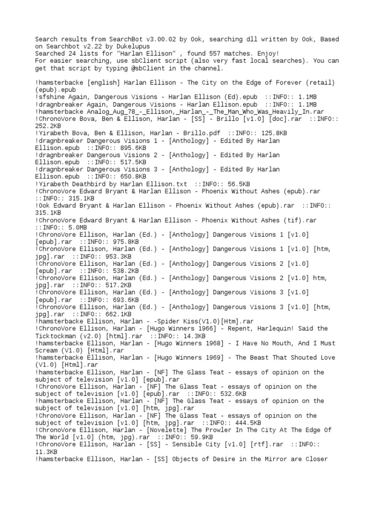 SearchOok Results For Harlan Ellison | PDF | Short Stories