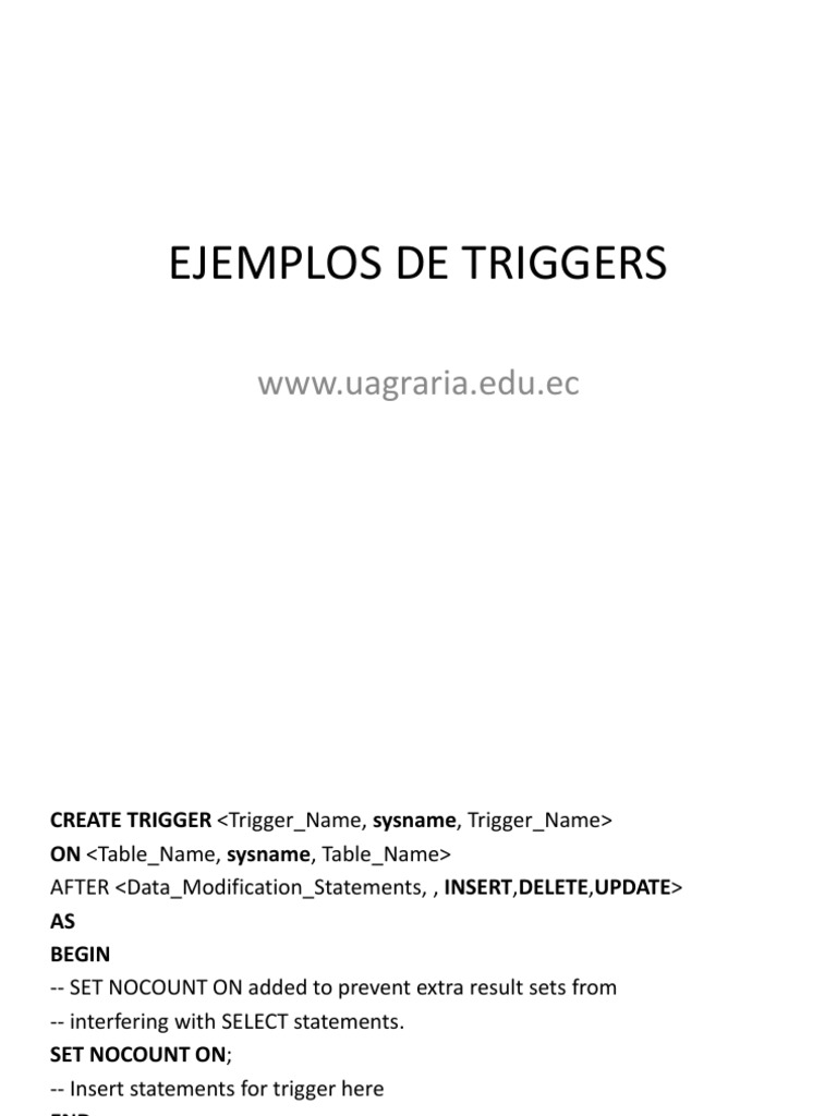 Ejemplos de Triggers | PDF