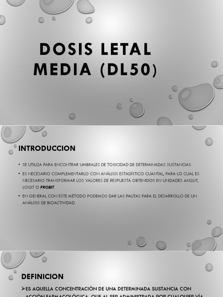 Dosis Letal Media (DL50) en Toxicología | PDF