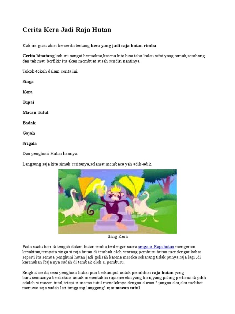 Kera Jadi Raja Hutan | PDF
