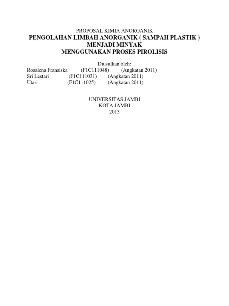 Proposal Kimia Anorganik | PDF