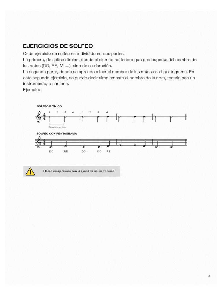 Ejercicios de Solfeo 1 | PDF | Sonido | Comunicación escrita