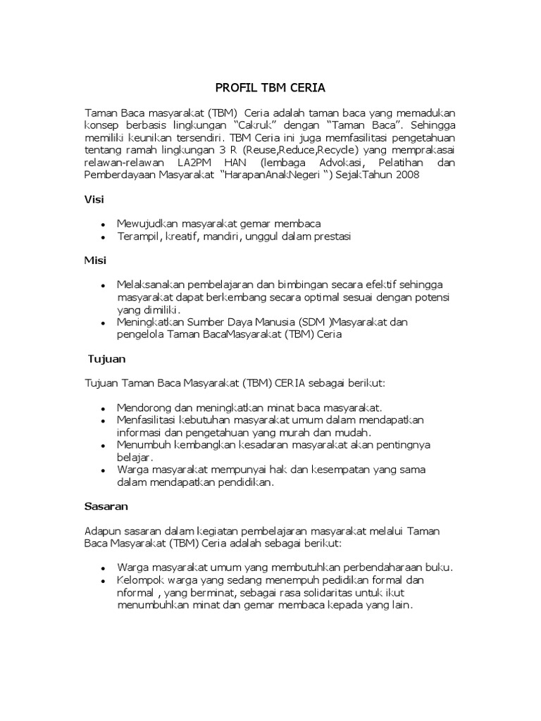 Profil TBM Ceria | PDF