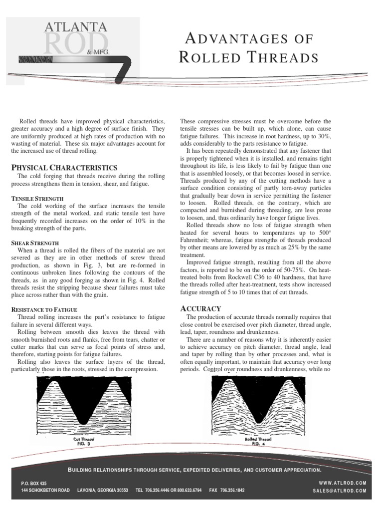 Advantages of Rolled Threads | PDF | Strength Of Materials | Fatigue ...
