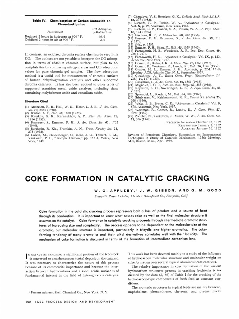 Coke Formation in Catalytic Cracking | PDF | Cracking (Chemistry ...