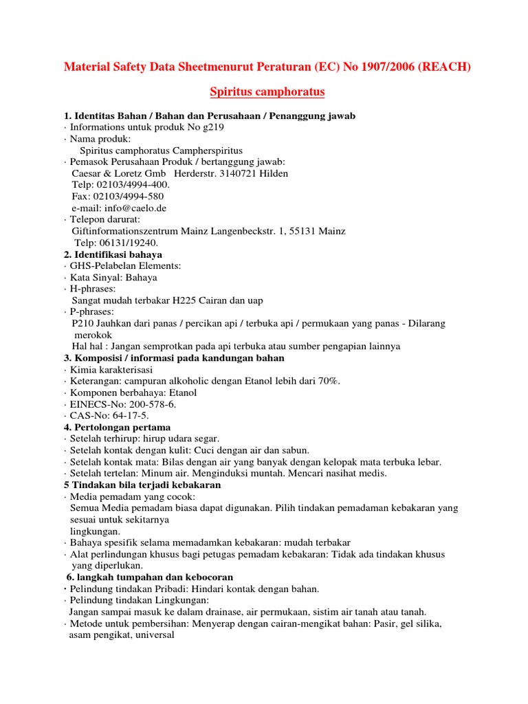MSDS Spritus | PDF | Pengembangan Diri