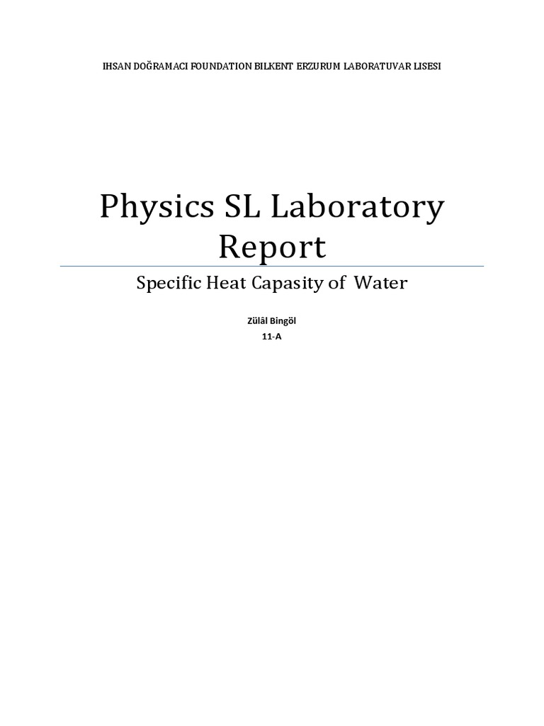 Specific Heat Capacity of Tap Water Experiment | PDF | Heat Capacity | Heat
