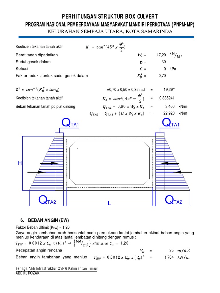 Perhitungan Beban Struktur Box Culvert untuk Jembatan di Kelurahan ...