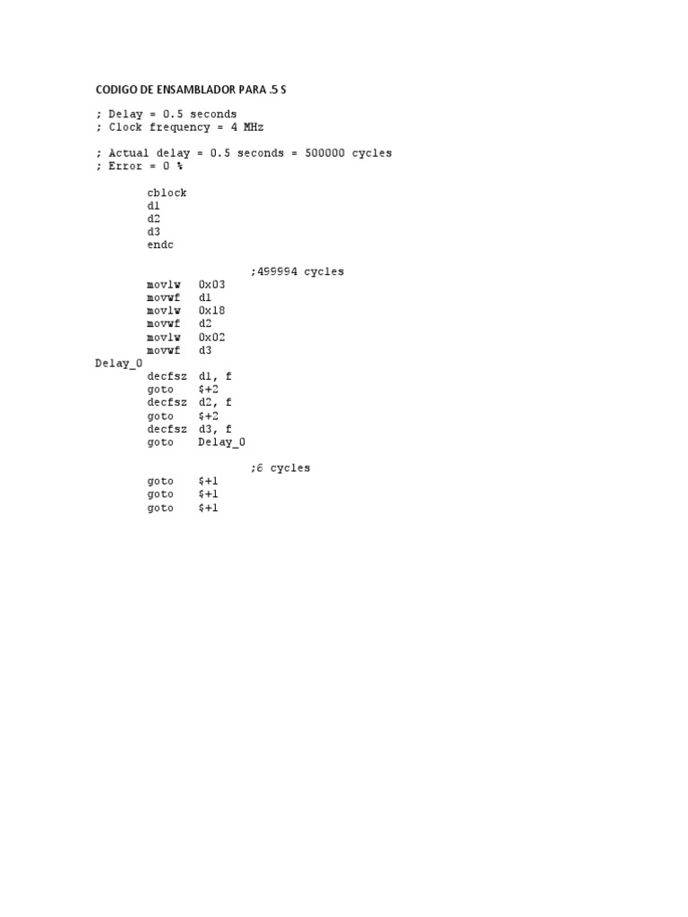 Codigo de Ensamblador para | PDF