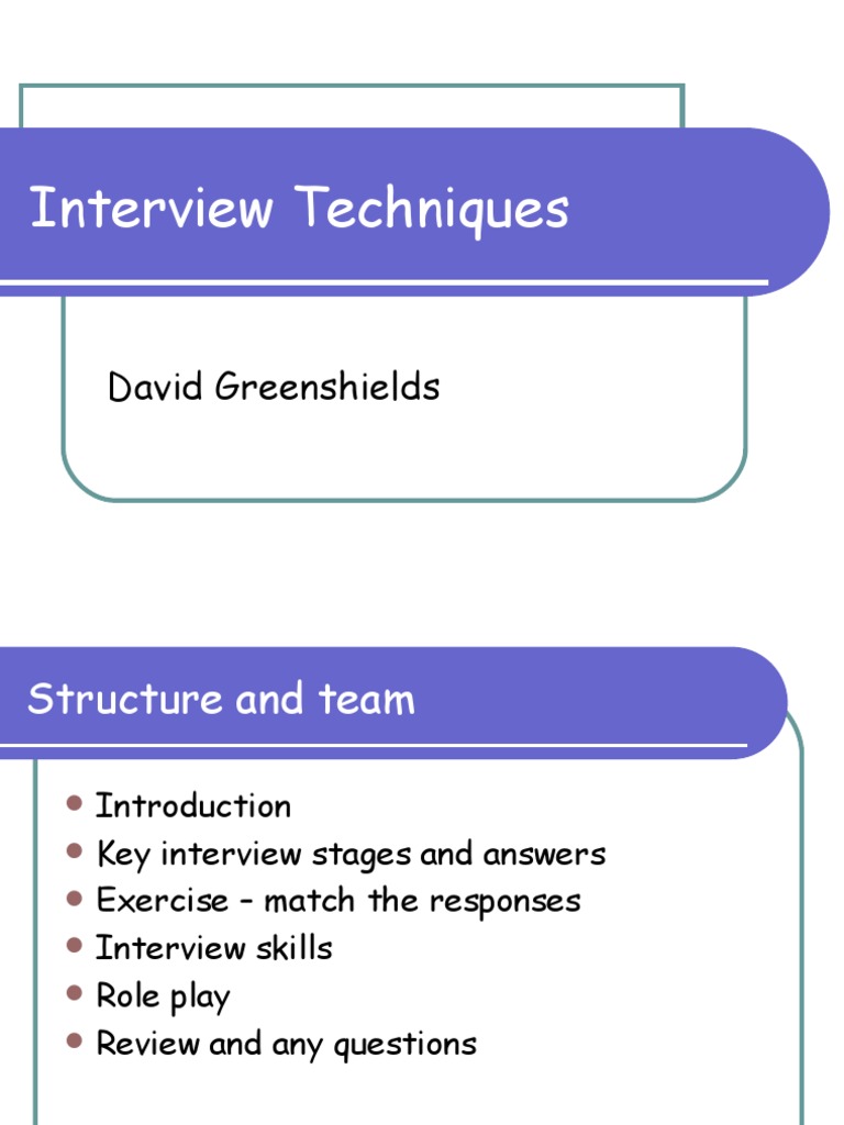 Interview Techniques: David Greenshields | Download Free PDF ...
