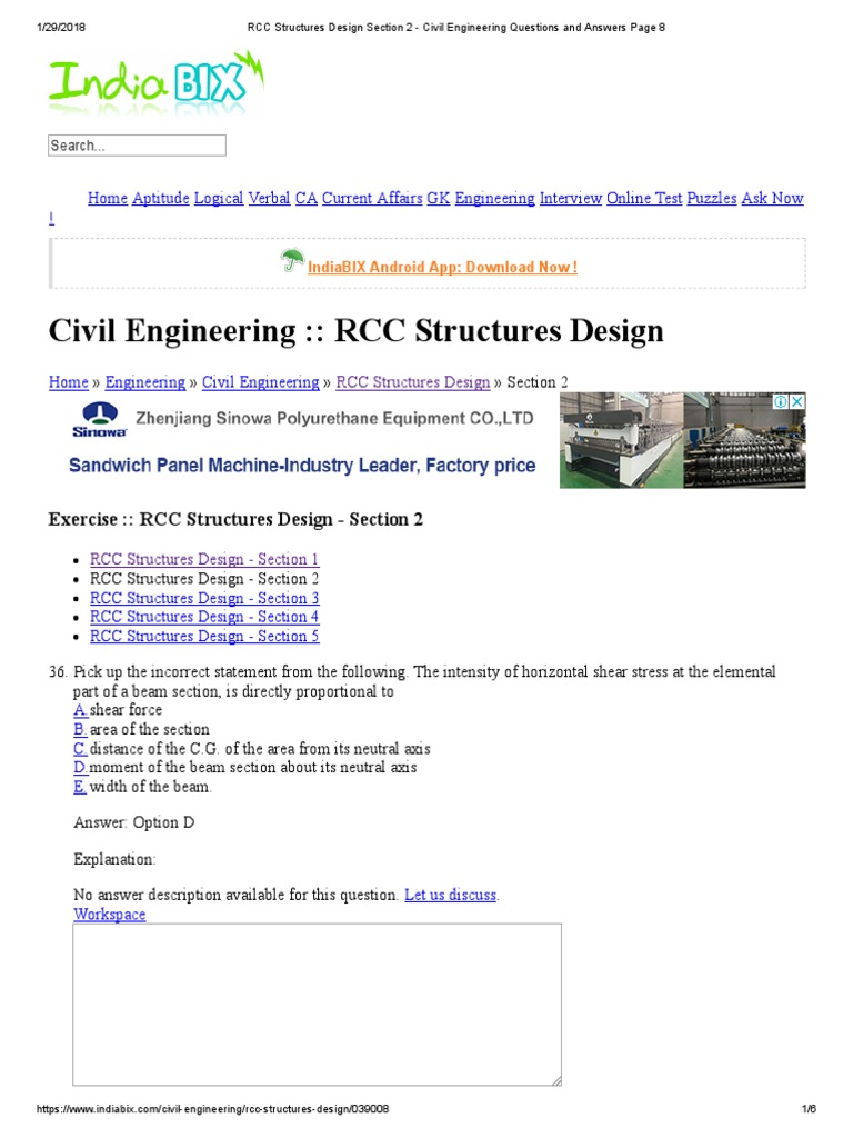 RCC Structures Design Section 2 - Civil Engineering Questions and ...