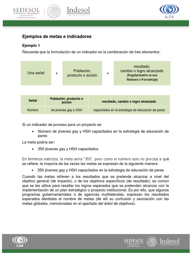 Ejemplos de Metas e Indicadores