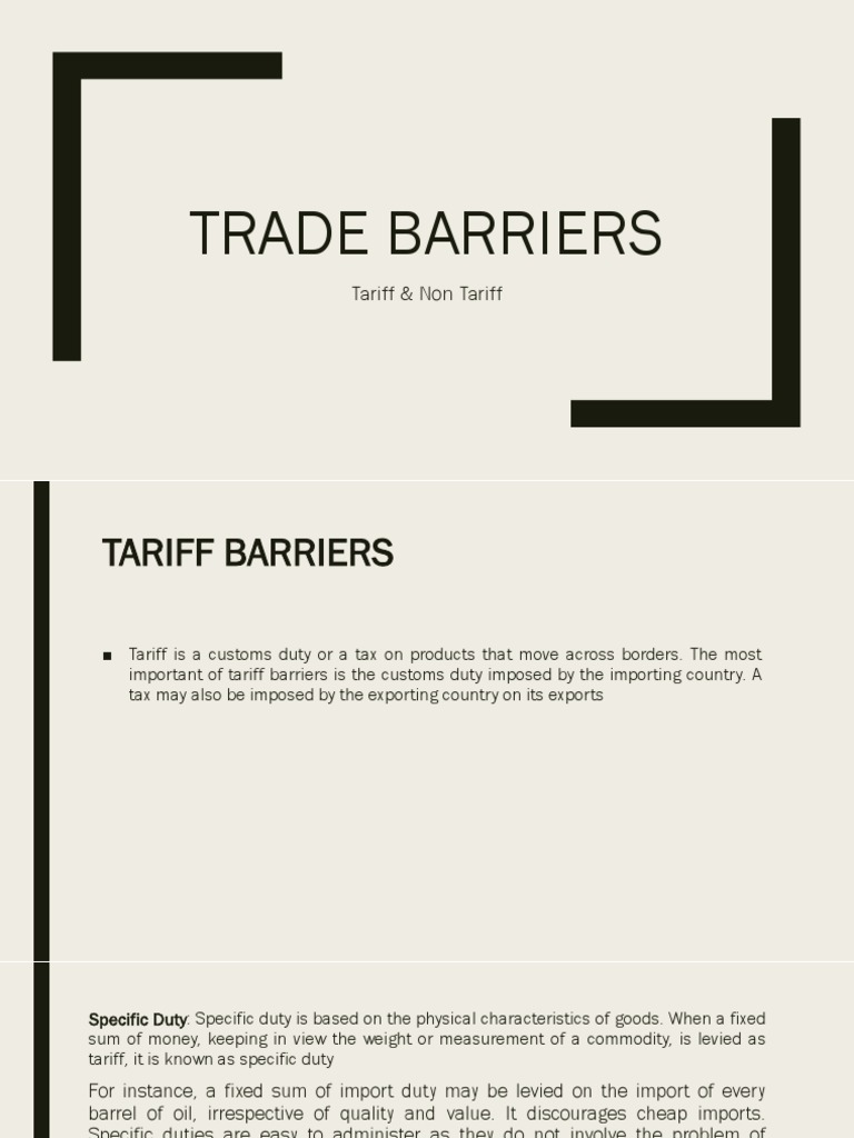 Trade Barriers: Tariff & Non Tariff | PDF | Tariff | Dumping (Pricing ...