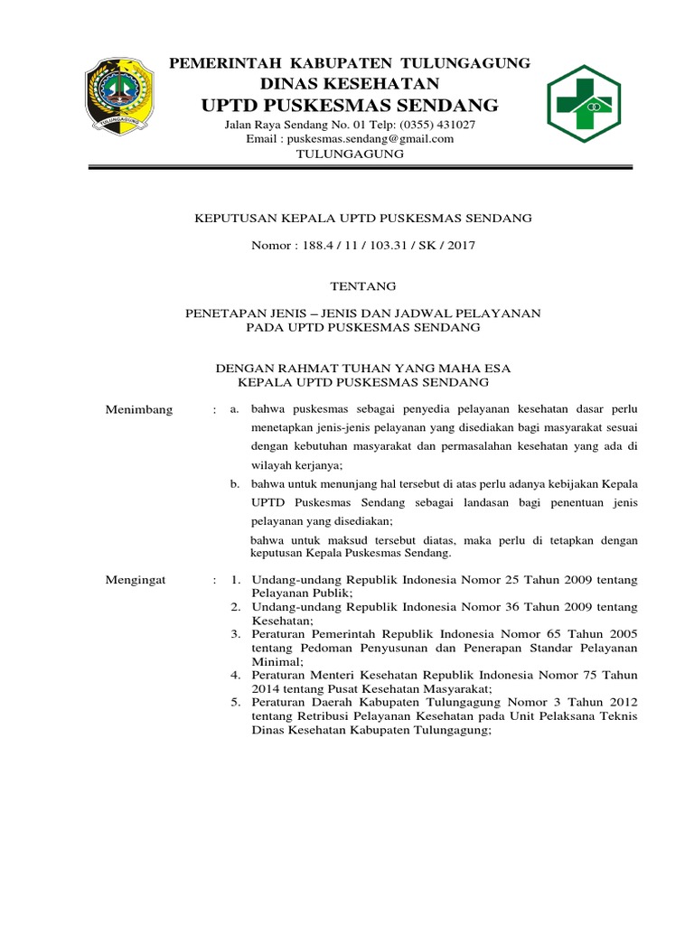 SK Jenis-Jenis Pelayanan | PDF | Pengembangan Diri | Kesehatan Holistik