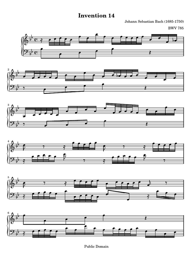Bach Invention 14 A4 PDF | PDF | Musical Forms | Baroque Music