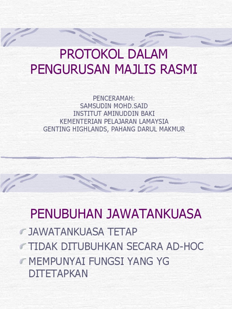 Protokol Dalam Pengurusan Majlis Rasmi Khas | PDF