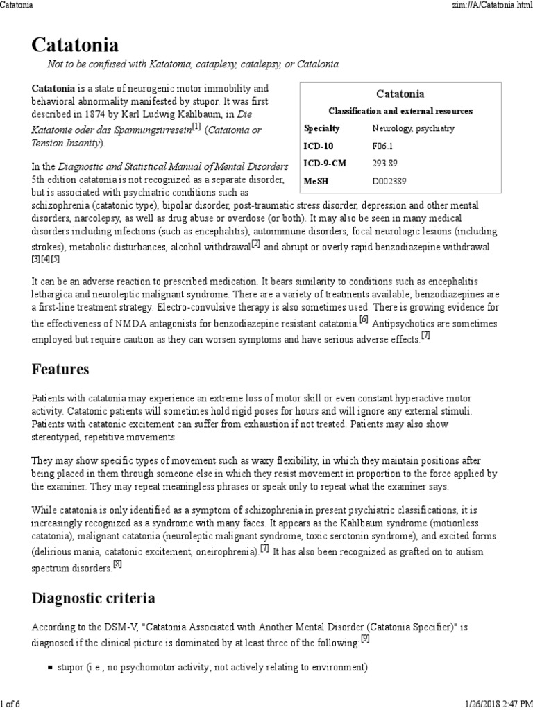 Catatonia: Features | PDF | Medical Humanities | Psychopathology