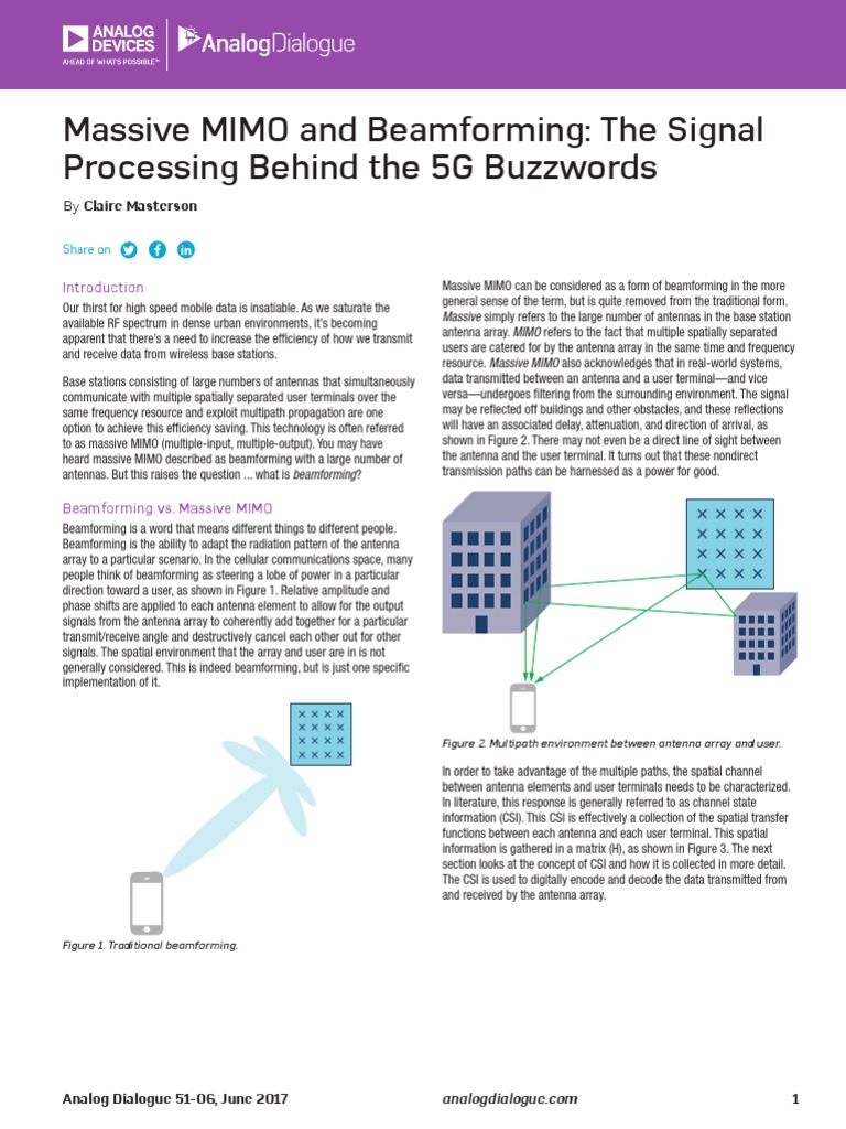 Massive Mimo and Beamforming The Signal Processing Behind The 5g ...