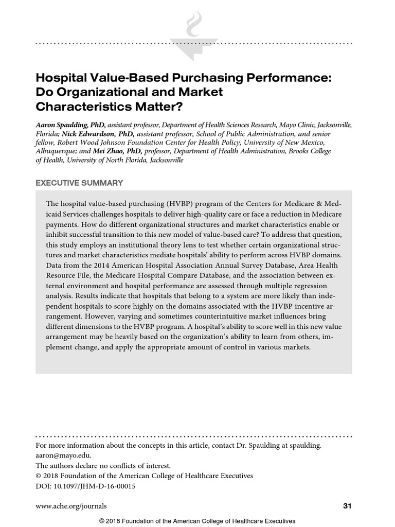 Hospital Value-Based Purchasing Performance | PDF | Patient | Medicare ...