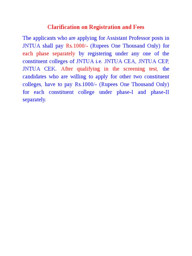 Clarification On Registration and Fees 23-01-2018 DAPO | PDF