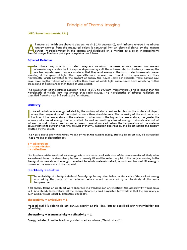 Principle of Thermal Imaging | PDF | Infrared | Electromagnetic Radiation