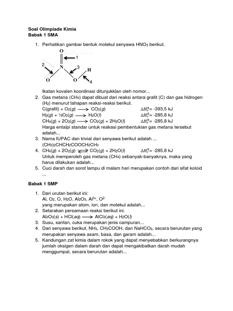 Soal Olimpiade Kimia (FINAL Babak 1 & 2) | PDF
